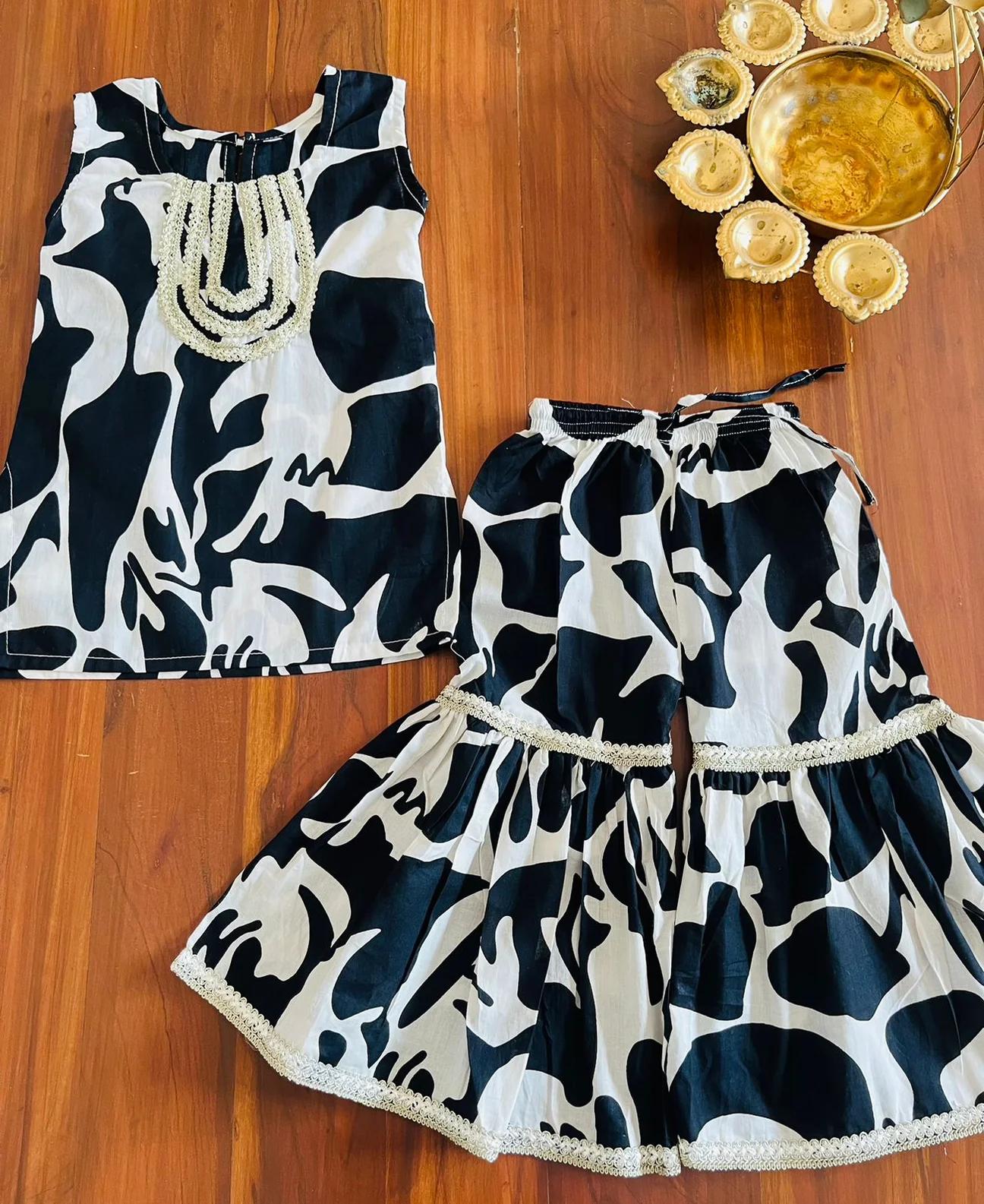Girls Black & White Sharara | Trendy White Sharara for Girls – Zaree Kids