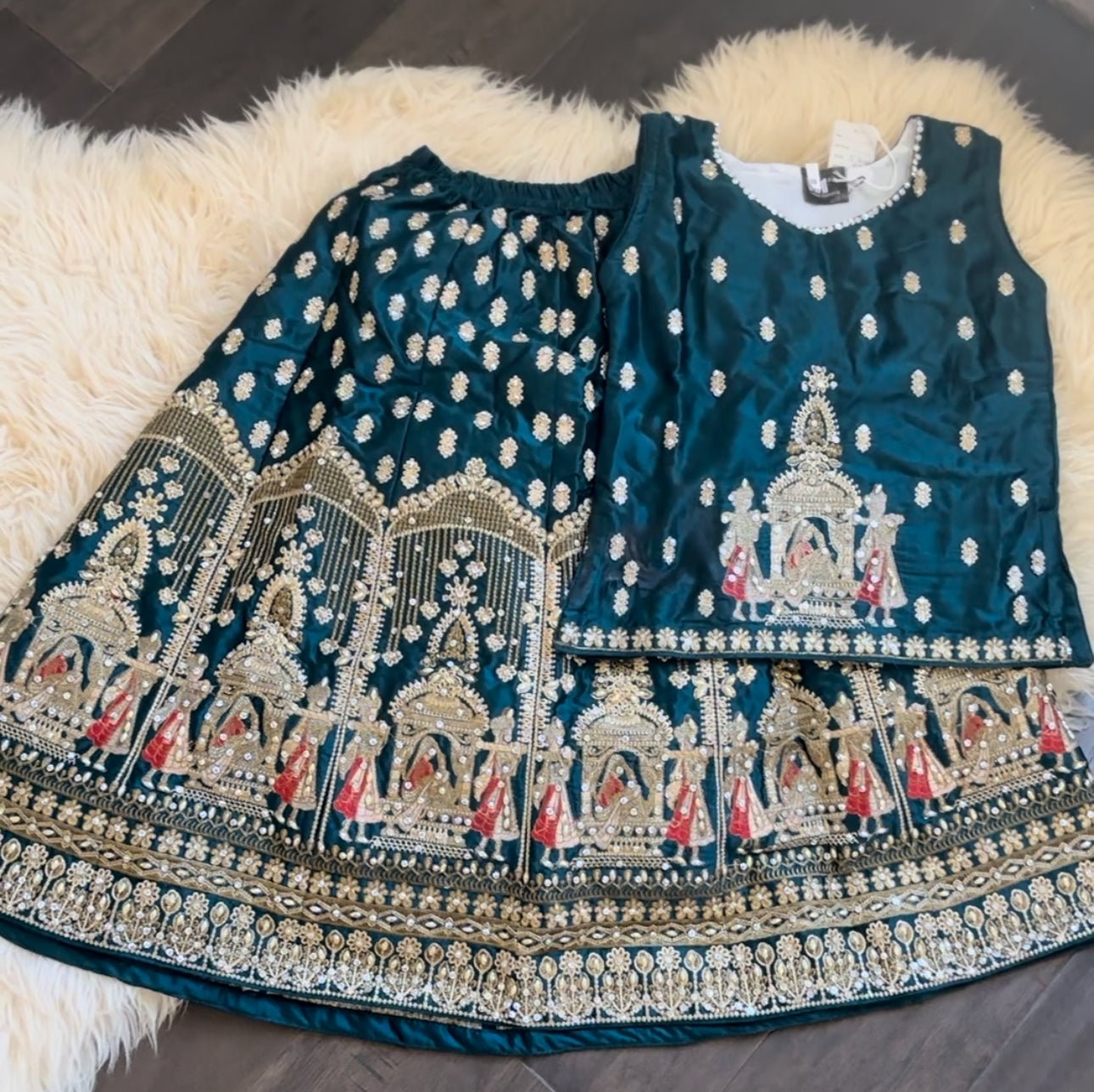 Royal Taj Lehenga in Peacock - Shop The Latest Collection – Zaree Kids